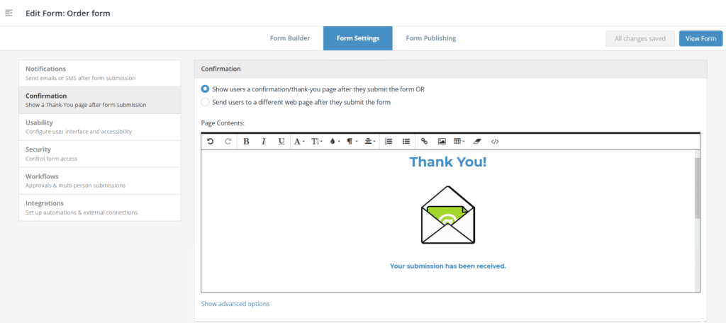 Confirmation Page - Snapforms Resources & FAQs