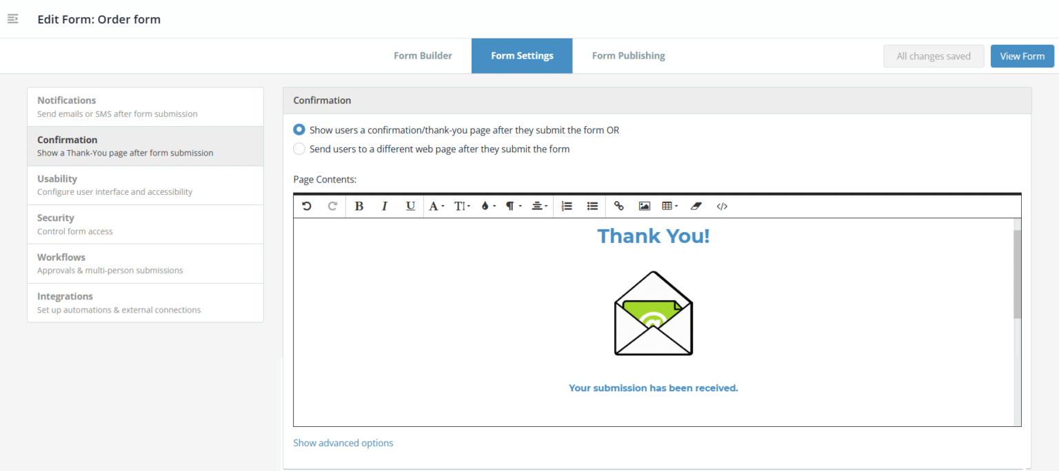 Confirmation Page - Snapforms Resources & FAQs