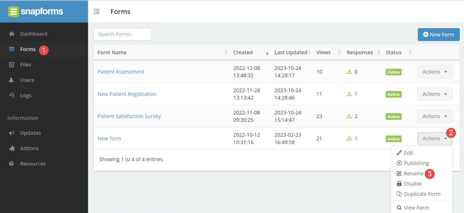 Rename a form - Snapforms Resources & FAQs