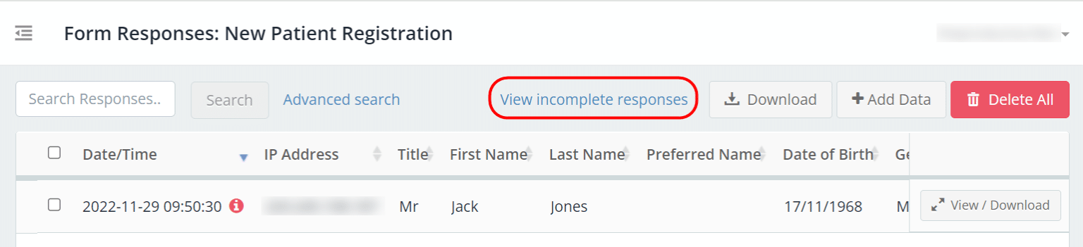 Viewing incomplete form responses - Snapforms Resources & FAQs