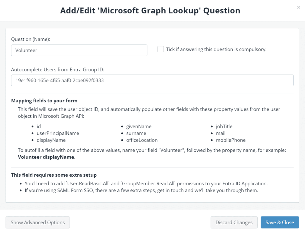 SSO Entra ID Lookup - Snapforms Resources & FAQs