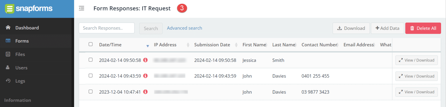 View, print, and download individual responses - Snapforms Resources & FAQs