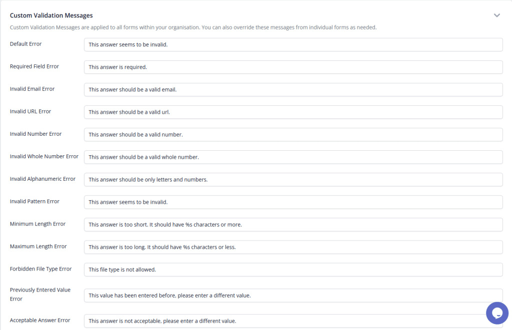 Custom Validation Messages - Snapforms Resources & FAQs Custom Validation Messages - Snapforms Resources & FAQs