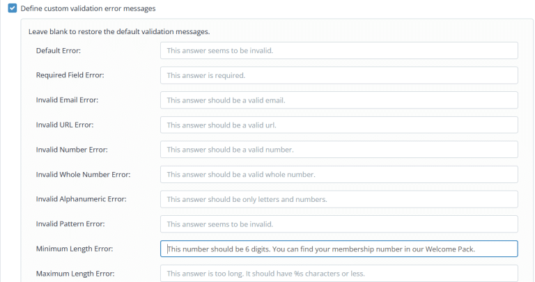 Custom Validation Messages - Snapforms Resources & FAQs
